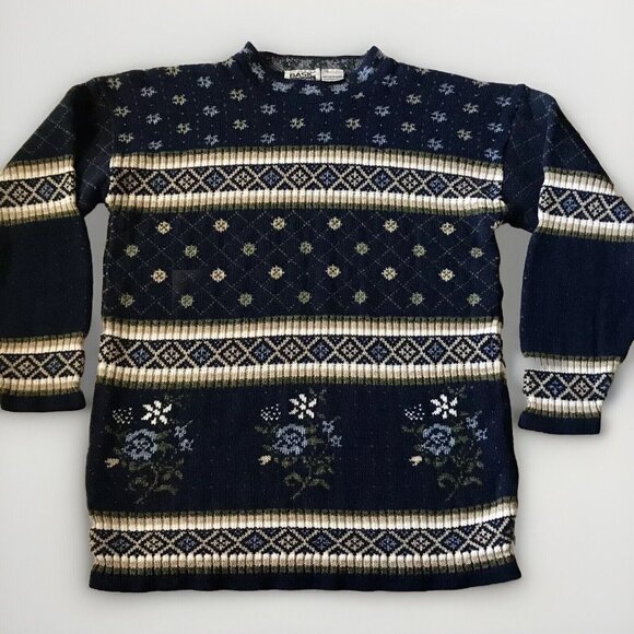 Basic Editions | Sweaters | Vintage Basic Edition Blue Floral ...